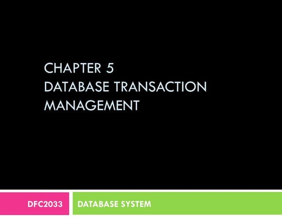 Transaction ও Concurrent Execution Ppt