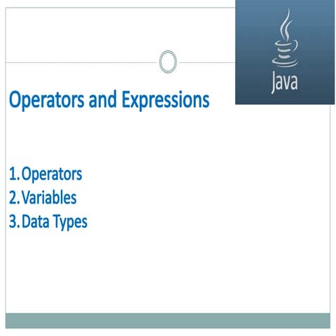 Comprehensive Guide to Java Operators, Data Types, and Expressions | PPTX
