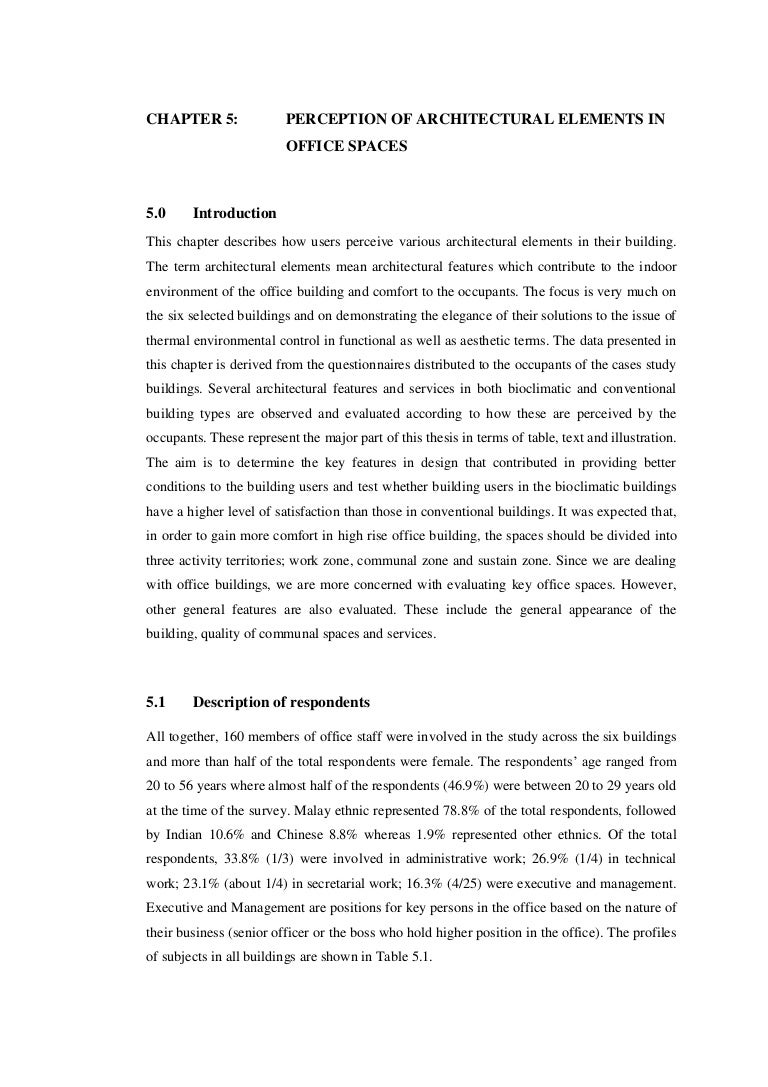 Chapter 5 perception of architectural elements in office spaces