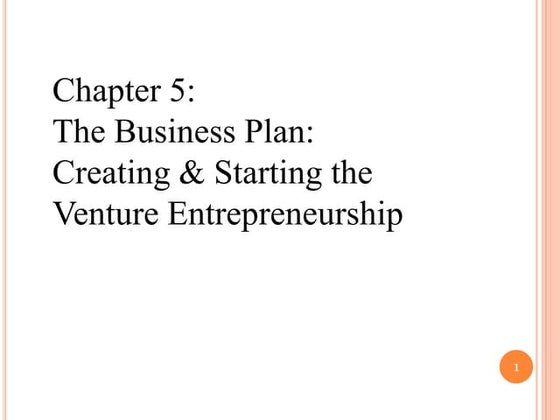 Entrepreneurship: Business planning Chapter Two | PPT