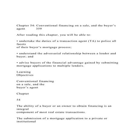 Chapter 54 Conventional financing on a sale, and the buyer’s .docx