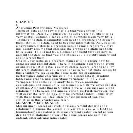 CHAPTER5 Analyzing Performance MeasuresThink of data as.docx