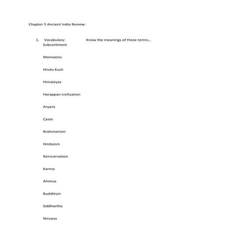 Chapter 5 ancient india review | DOCX | Hinduism | Religion & Spirituality