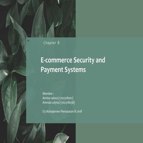 E-Commerce Chap 5: E-COMMERCE SECURITY AND PAYMENT SYSTEMS (D3 B 2018 ...