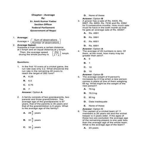 Chapter 5 average | PDF