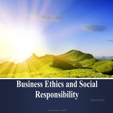 Chapter 5 Business Ethics and Social Responsibility. (Business Ethics ...