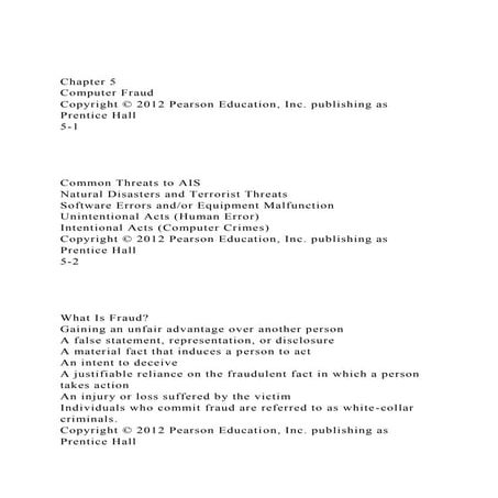 Chapter 5Computer FraudCopyright © 2012 Pearson Education, I.docx