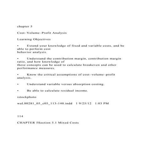 chapter 5Cost–Volume–Profit AnalysisLearning Objective.docx