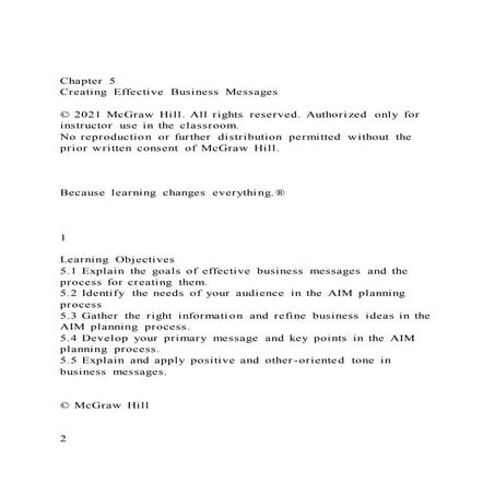 Chapter 5Creating Effective Business Messages© 2021 McGraw | DOCX