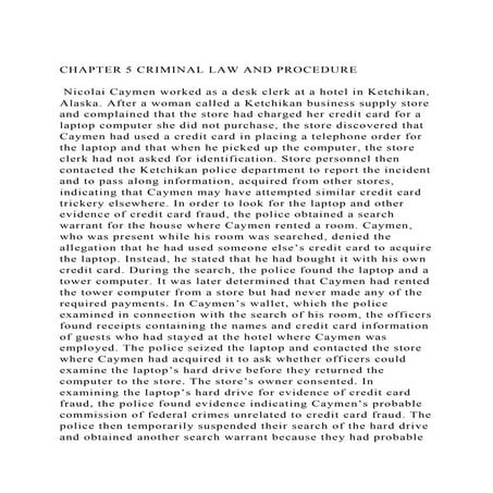 CHAPTER 5 CRIMINAL LAW AND PROCEDURE Nicolai Caymen worked as .docx