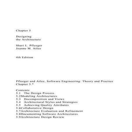 Chapter 5Designingthe ArchitectureShari L. Pflee.docx