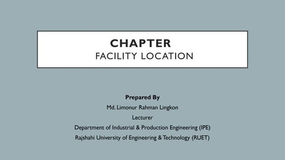 Operations management chapter: facility location | PPT