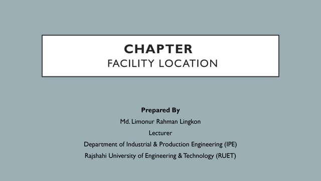 Operations management chapter: facility location | PPT