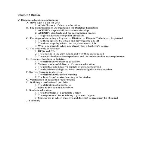 Chapter 5 Outline | PDF | Postgraduate Education | College Education