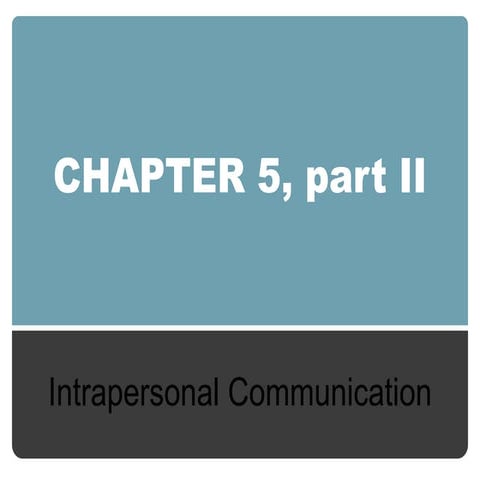 Chapter 5 Part II: Intrapersonal Communication | PPT