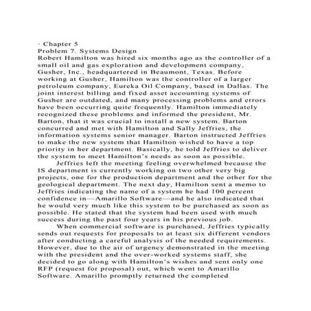 · Chapter 5Problem 7. Systems DesignRobert Hamilton was hired .docx