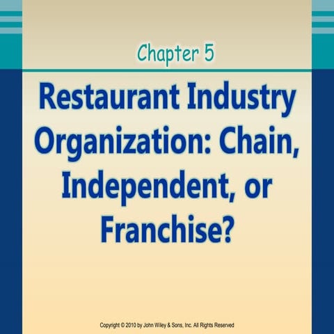 Chapter 5 Restaurant Industry Organization Chain, Independent, or ...