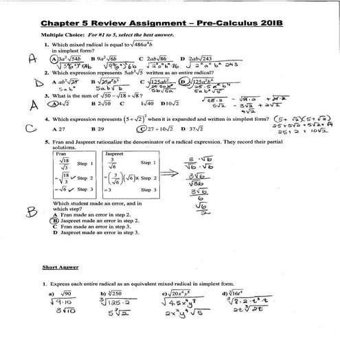 Mrs. Sack's PC 20 Chapter 5 review assignment key | PDF