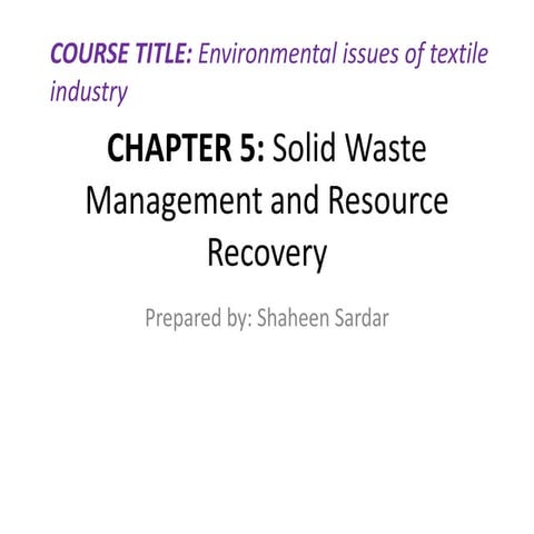 Chapter 5 solid waste management and resource recovery | PPTX