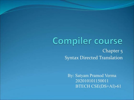 Chapter 5 Syntax Directed Translation | PPT