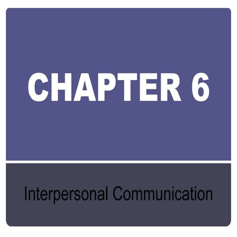 Chapter 6: Concepts of Interpersonal Communication | PPT