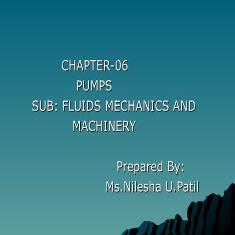 Pump Course: Fluid Mechanics & Machinery | PPT