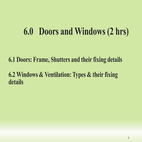 6.1 Doors - Frames, shutters and their fixing detail.pptx
