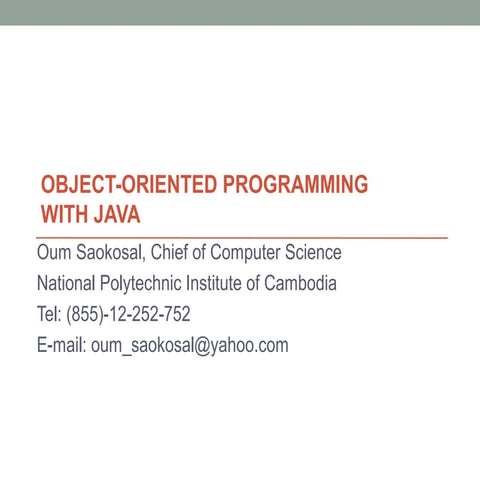 Objected Oriented Programming With Java Ppt 4863