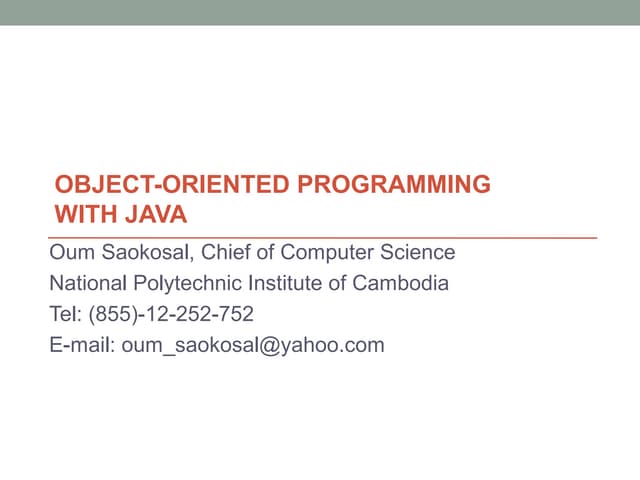 Objected Oriented Programming With Java Ppt 4863