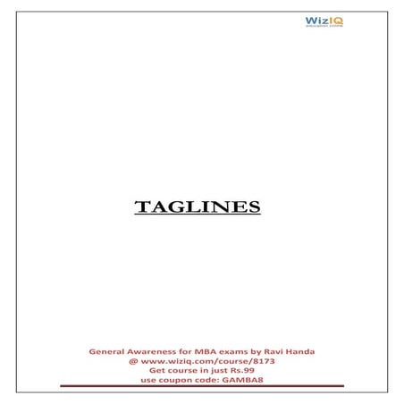 Taglines : Useful for Business awareness | PDF