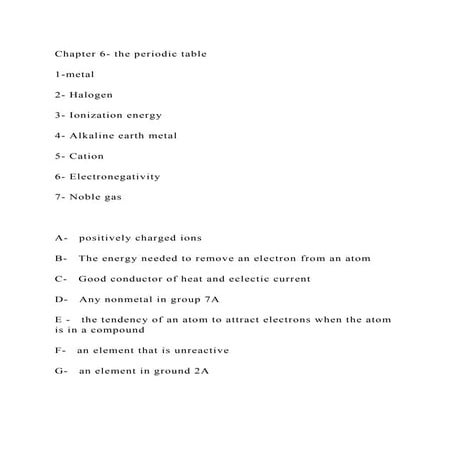 Chapter 6- the periodic table 1-metal 2- Halogen 3- I.docx