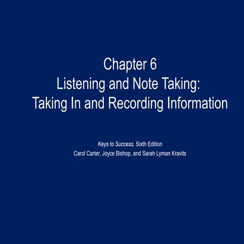 Chapter 6 7 listening, note taking, and memory | PPT