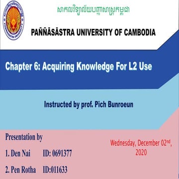 Chapter 6 Acquiring Knowledge For L2 Use..pptx