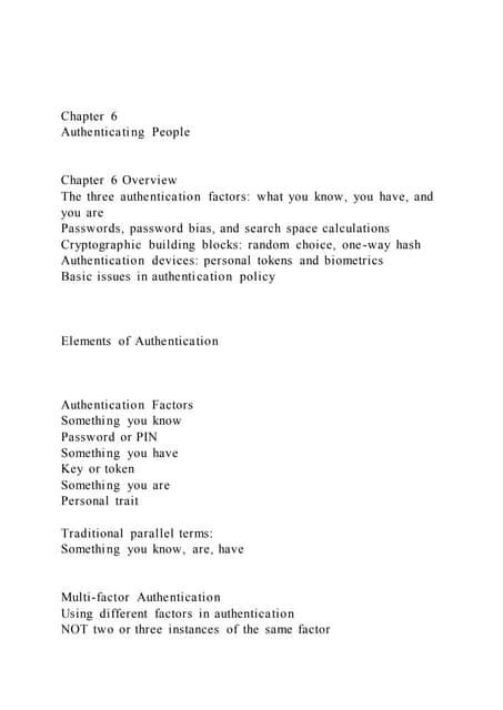Chapter 6Authenticating PeopleChapter 6 OverviewThe th | PDF Chapter 6Authenticating PeopleChapter 6 OverviewThe th | PDF