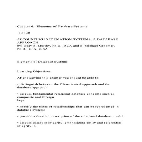 Chapter 6 Elements of Database Systems 1 of 30 ACCO.docx
