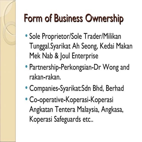 Chapter 6 forms of business ownership | PPT | Business Accounting ...