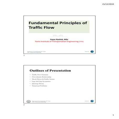 Chapter 6 Fundamentals of traffic flow | PDF | Physics | Science