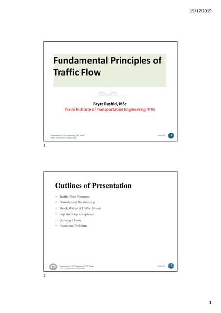 Traffic Flow Theory Course Presentation | PPT