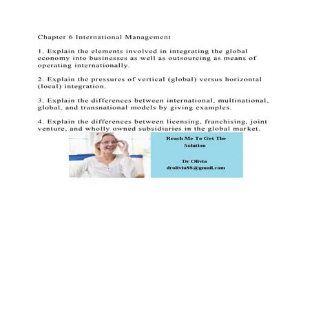 Chapter 6 International Management1. Explain the elements involv.docx