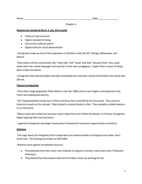 Immigration/Urbanization | PPT