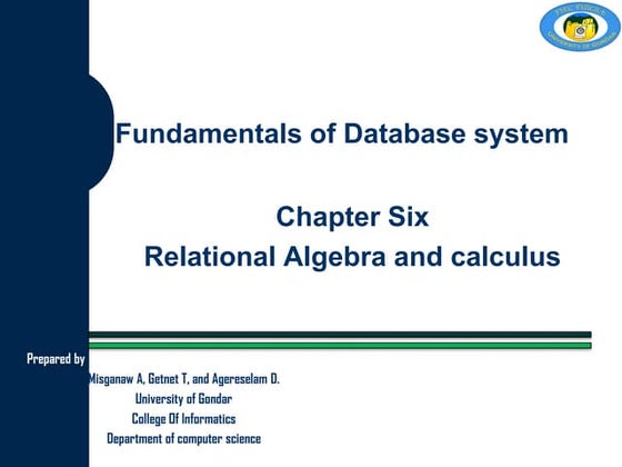 Relational algebra ppt | PPT