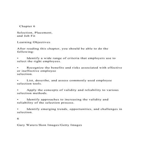 Chapter 6Selection, Placement, and Job Fit Learni.docx