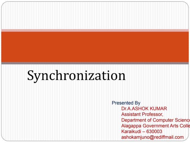 Chapter 6 Synchronization Pptx Computer Networking Computing