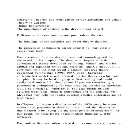 Chapter 6 Theories and Application of Contextualism and Chaos Theo | DOCX | Physics | Science