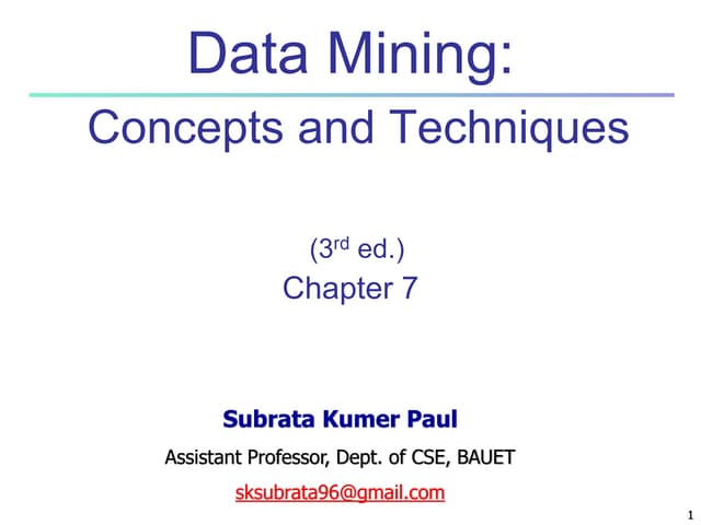 Chapter 7 Advanced Frequent Pattern Mining Ppt