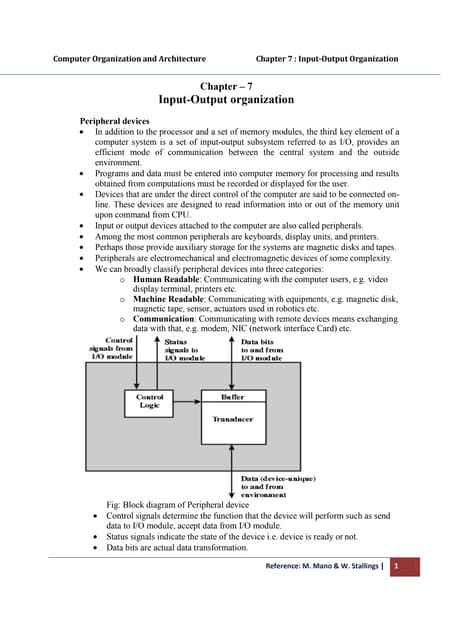 Chapter7 Input Output Computer Organization Pdf