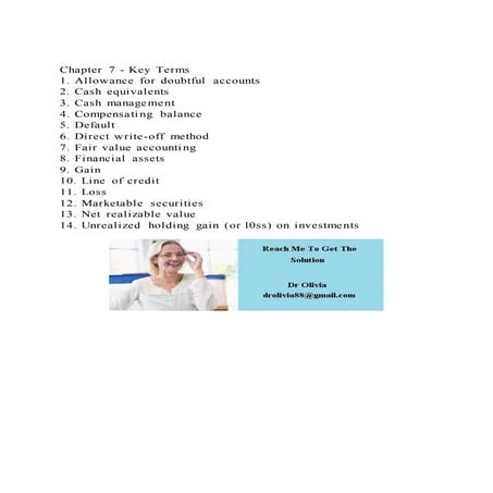 Chapter 7 - Key Terms1. Allowance for doubtful accounts2. Cash | DOCX