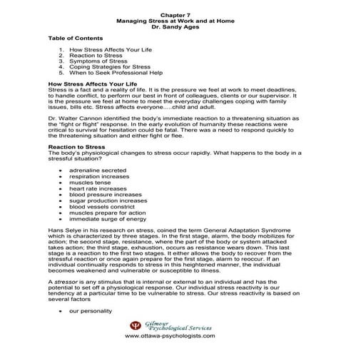 Managing Stress at Home and Work | PDF | Mental Health | Diseases and ...
