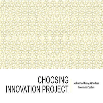 Chapter 7 choosing innovation project | PPT