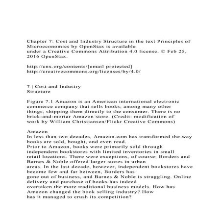 Chapter 7 Cost and Industry Structure in the text Principles .docx